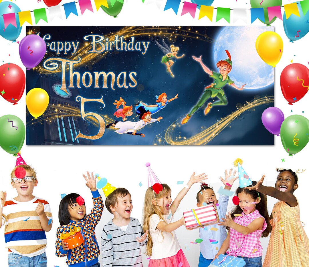 Personalised Peter Pan Birthday Banners, Disney Movie Birthday Banners ...