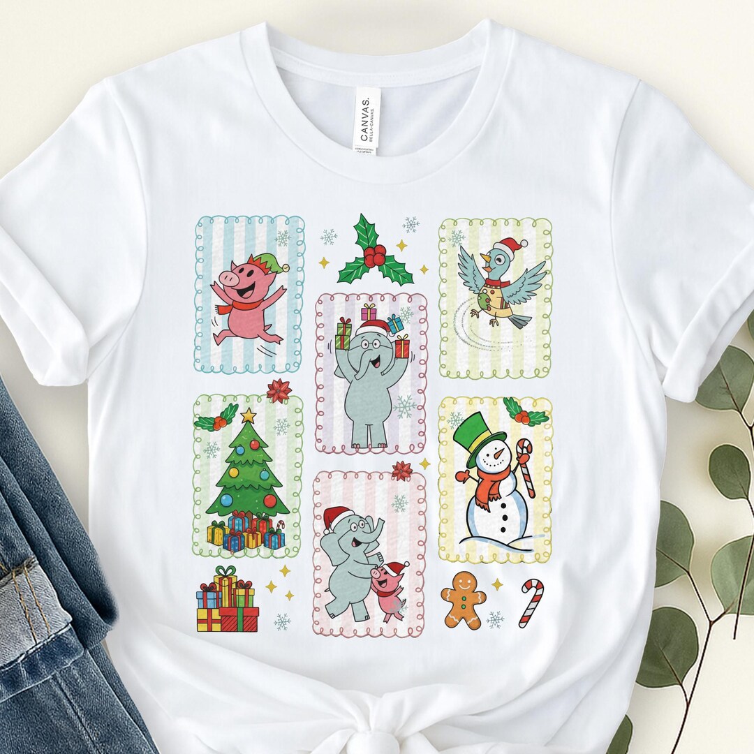 Merry Christmas Elephant & Piggie Shirt, Cute Children’s Book Holiday ...