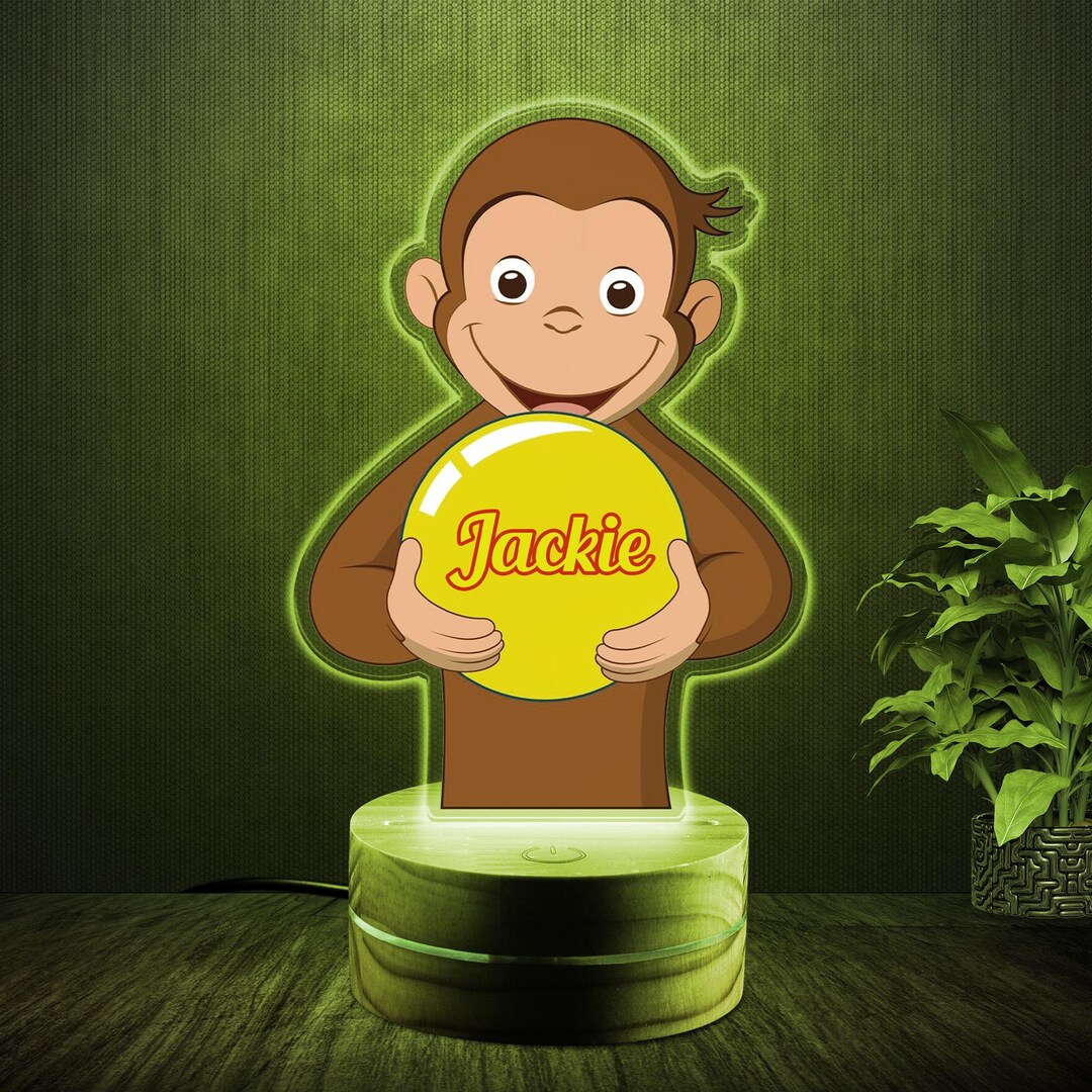 Personalized Curious George Night Light, Cute Monkey Lamp Room Decor ...