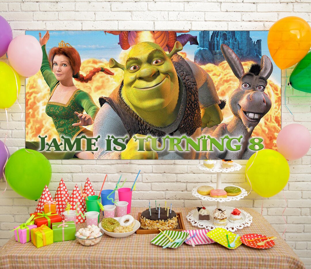 Birthday Backdrop Shrek Theme, Shrek Birthday Backdrop, Shrek Party ...