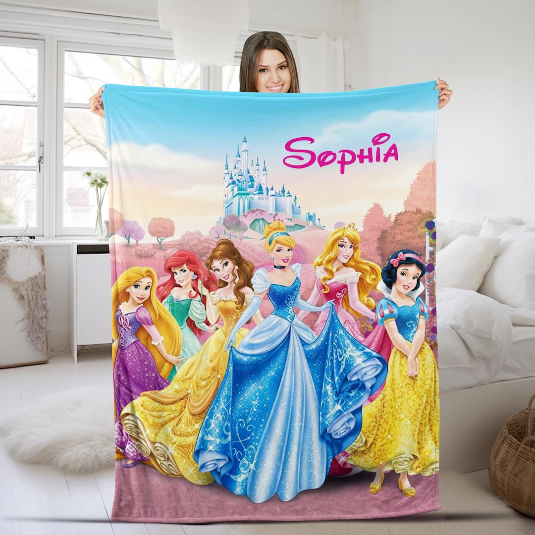Personalized Princess Blanket, Custom Girls Blanket, Disney Cartoon ...