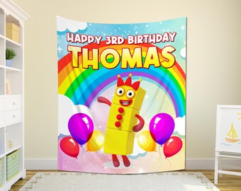 Personalized Birthday Numberblocks Banner, Printable Party Backdrops ...