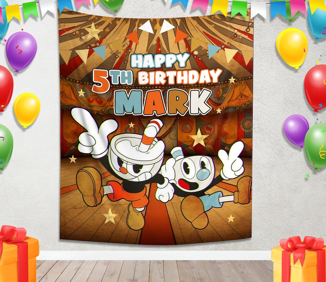 Cuphead Birthday Banner,games Birthday Banner, Cuphead Customized ...