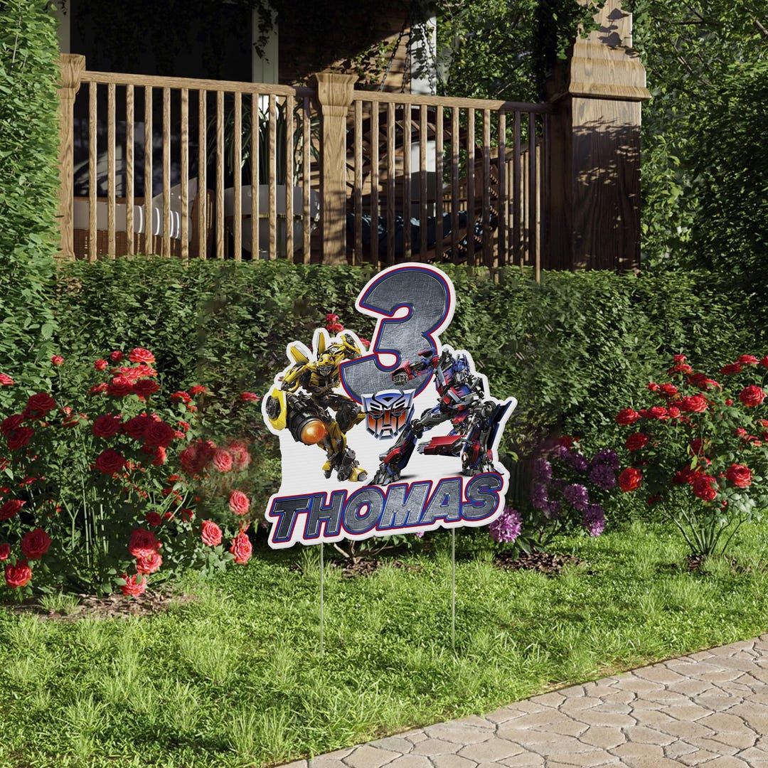 Transformers Birthday Yard Sign, Optimus Prime Cutout, Bumblebee Party ...