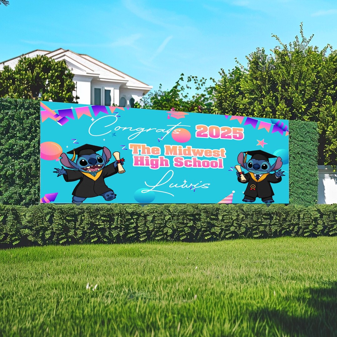 Stitch Graduation Backdrop, Lilo and Stitch Graduation Banner, Grads ...