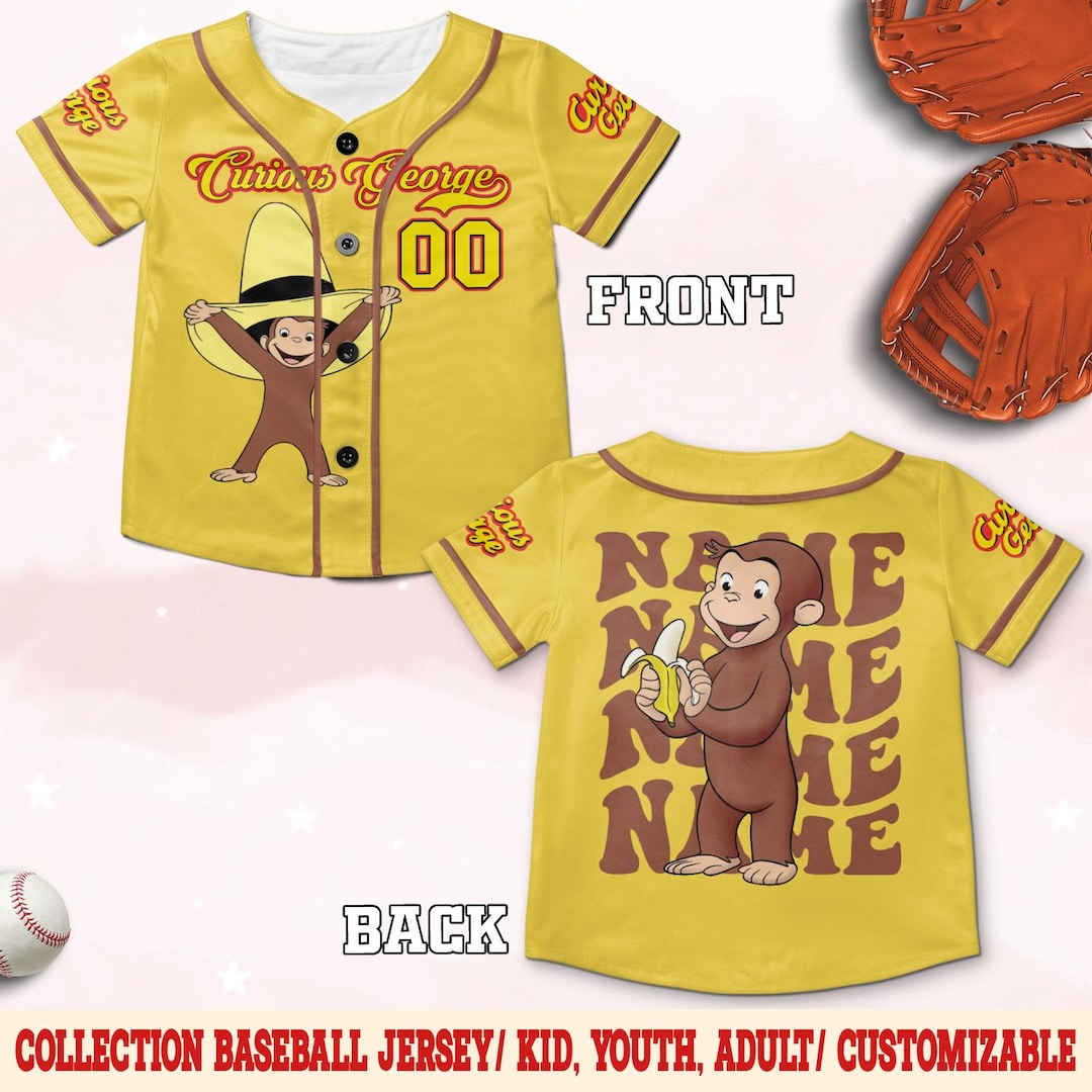 Personalized Curious George Birthday Baseball Jersey,curious George ...