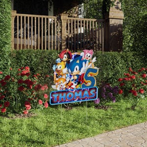 Sonic Hedgehog Yard Sign Cut Out, Sonic Party Prop Outdoor Decor, Blue ...