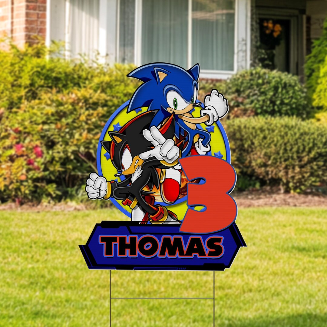 Sonic the Hedgehog Yard Sign Cutout, Sonic Birthday Party Outdoor Decor ...