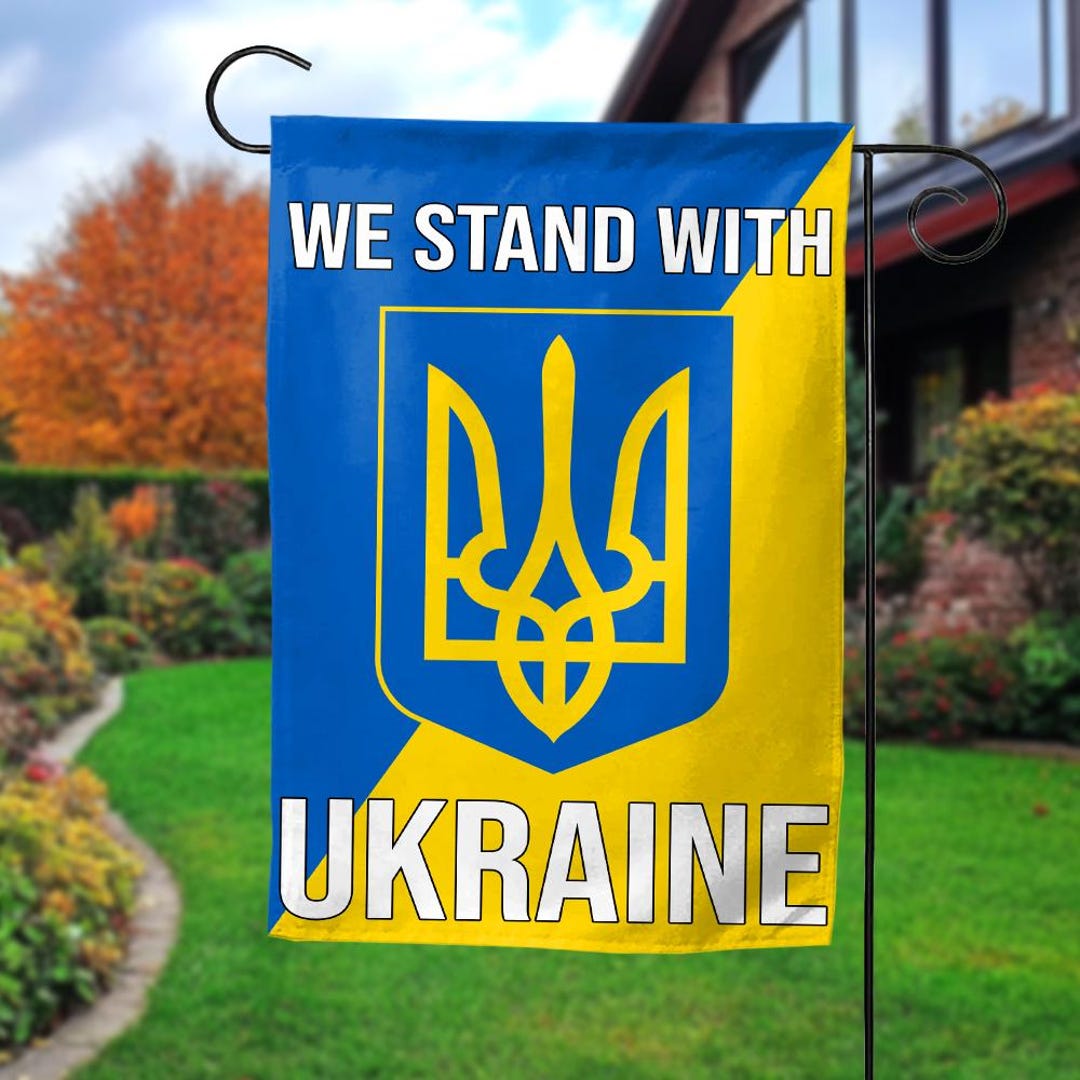 We Stand With Ukraine Flag - Support Ukraine Flag, Sunflower Design ...