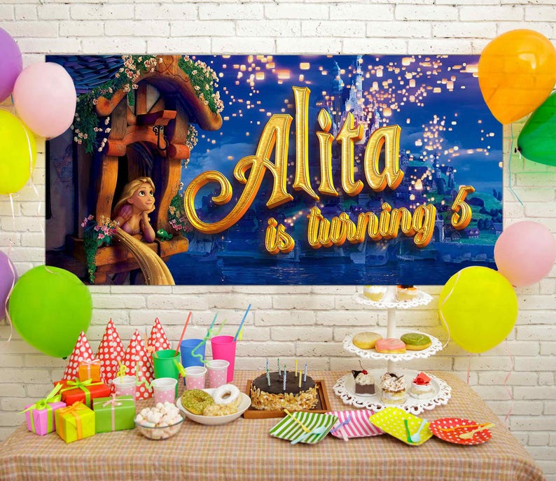 Tangled Rapunzel Backdrop, Tangled Rapunzel Banner, Tangled Rapunzel ...