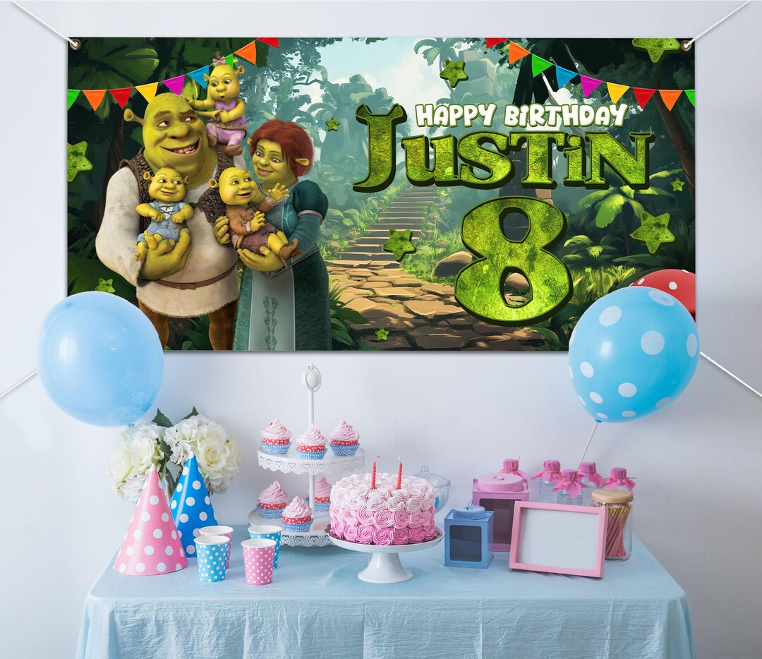 Shrek Birthday Party, Shrek Party Banner, Shrek Birthday Backdrop ...