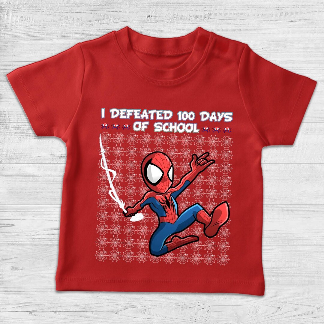 Spiderman 100 Days of School Shirt, I Defeated 100 Days of School Shirt ...