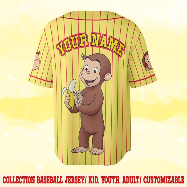 Curious George Birthday Baseball Jersey/curious George Baseball Shirt ...