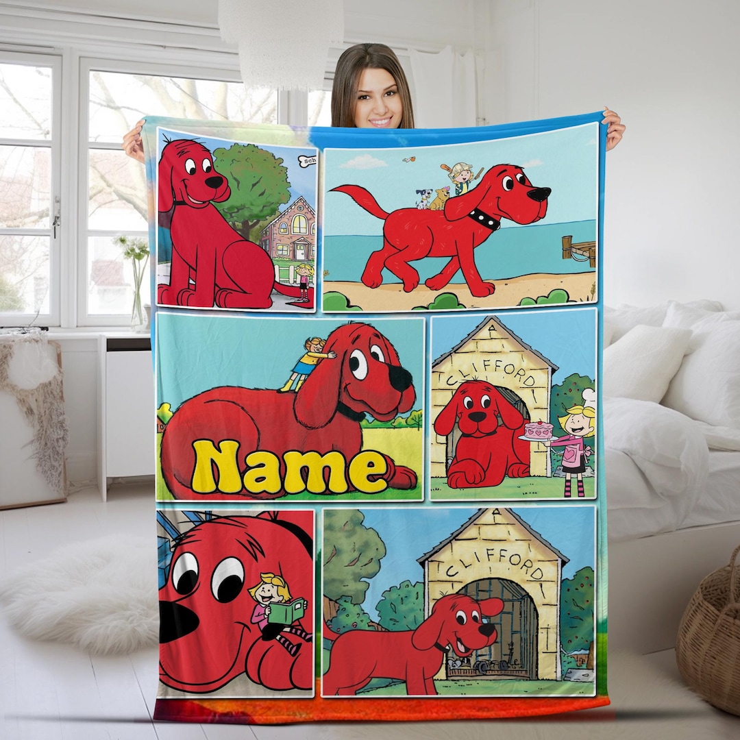 Customized Clifford the Big Red Dog Blanket Personalized Flannel Couch ...