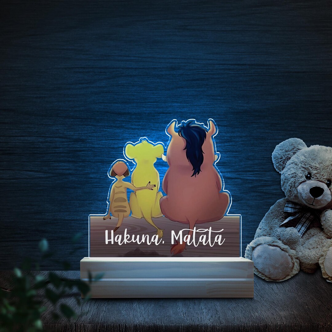 Custom Lion King Night Light, Simba Pumbaa Timon Sitting LED Lamp, Fun ...