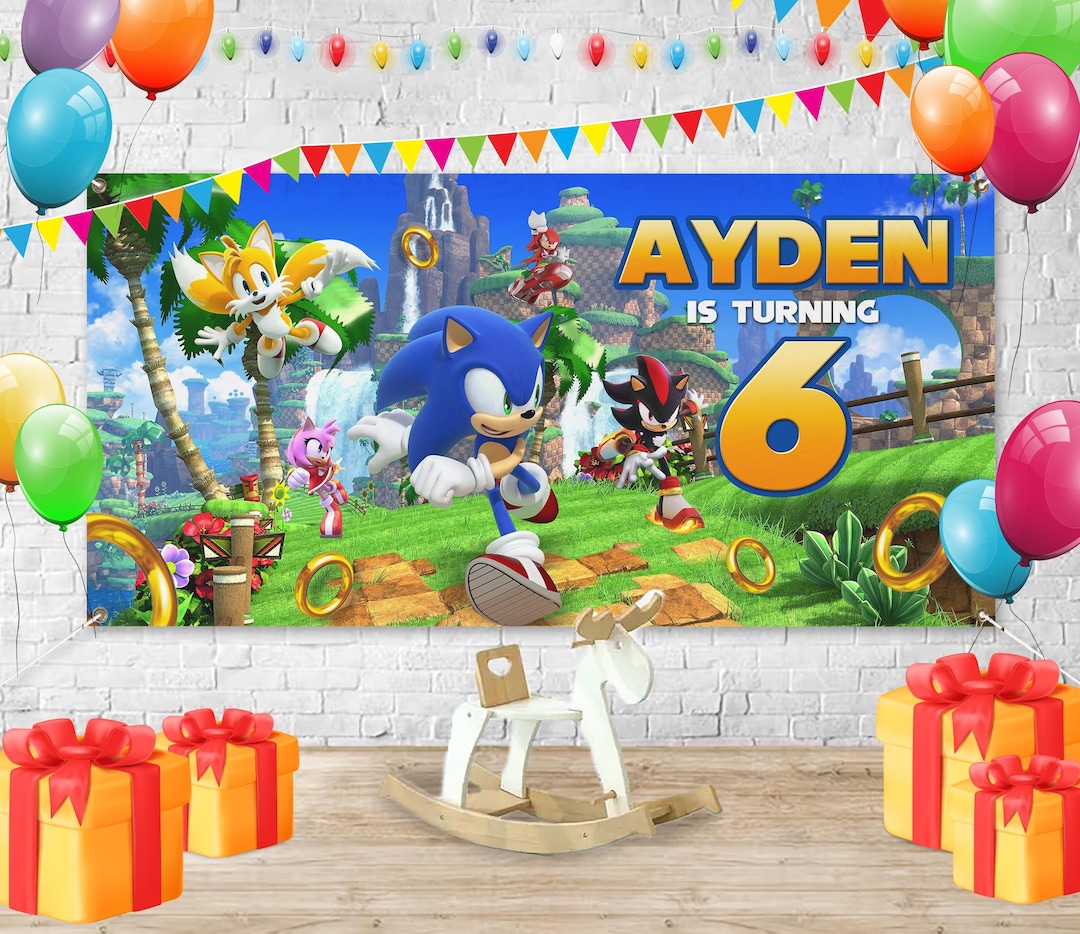 Sonic Birthday Party Backdrop Sonic Birthday Banner Custom Name Sonic ...