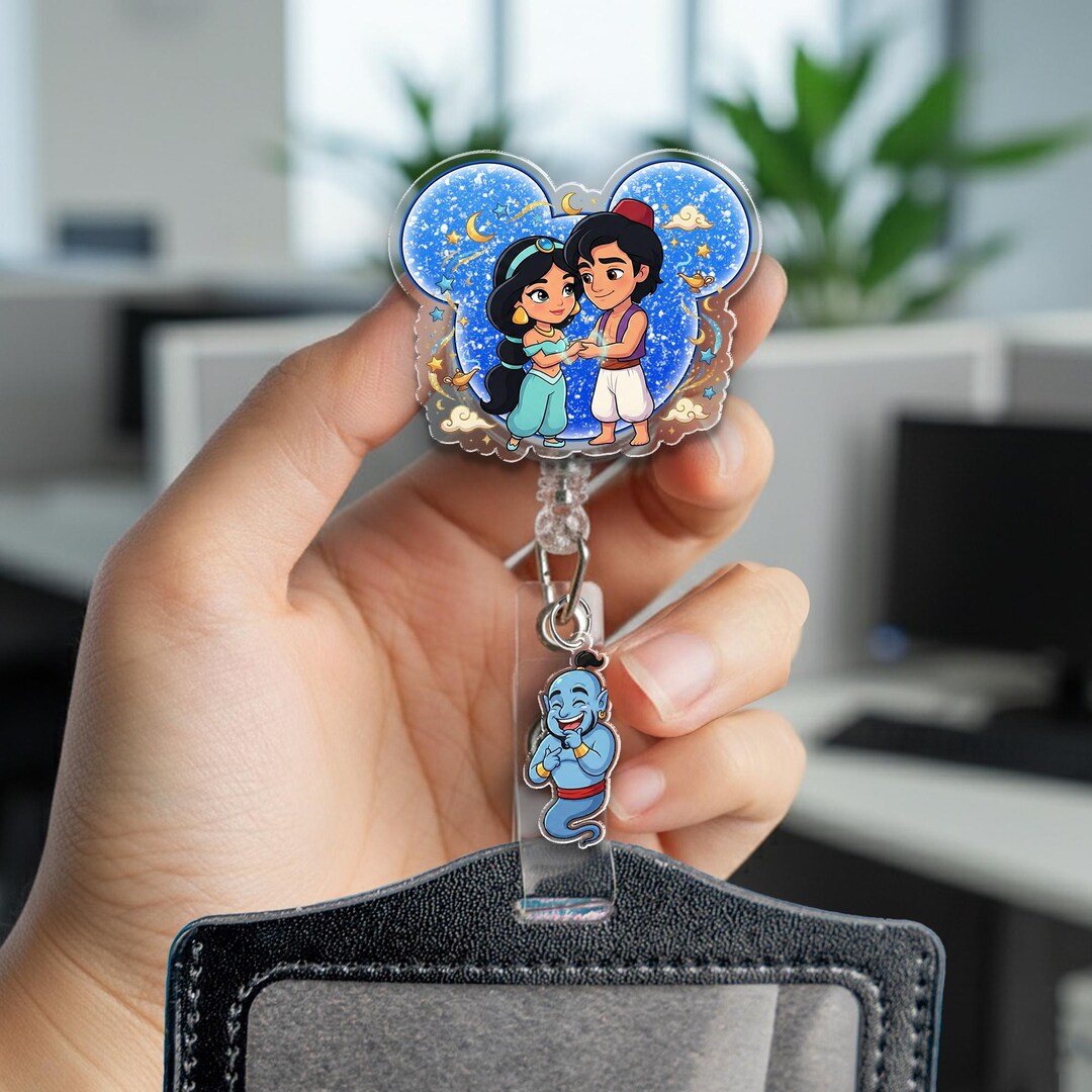 Custom Disney Aladdin Jasmine Badge Reel, Personalized Badge ...