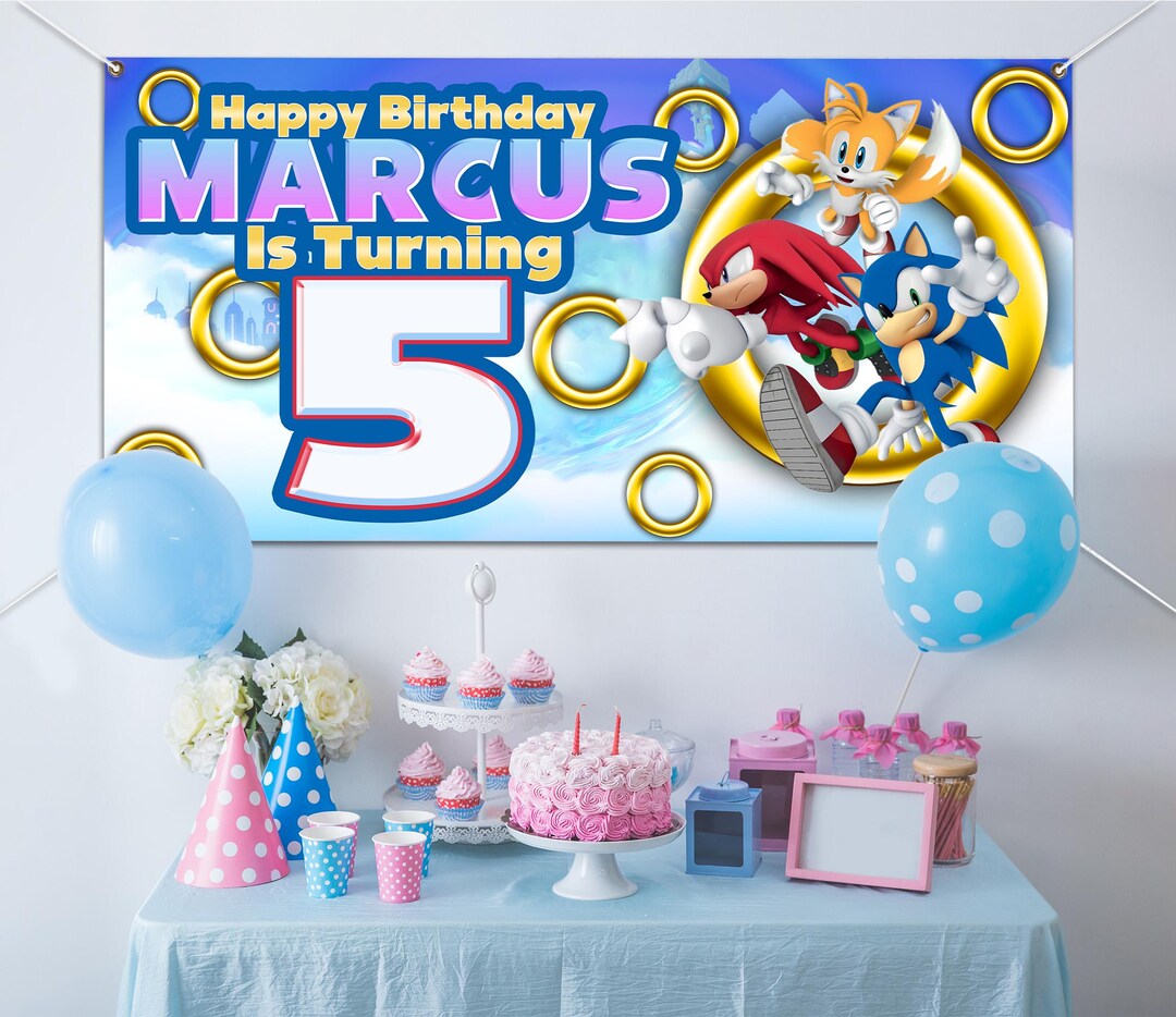 Sonic Birthday Party Backdrop/sonic Hedgehog 3 Birthday Banner/custom ...
