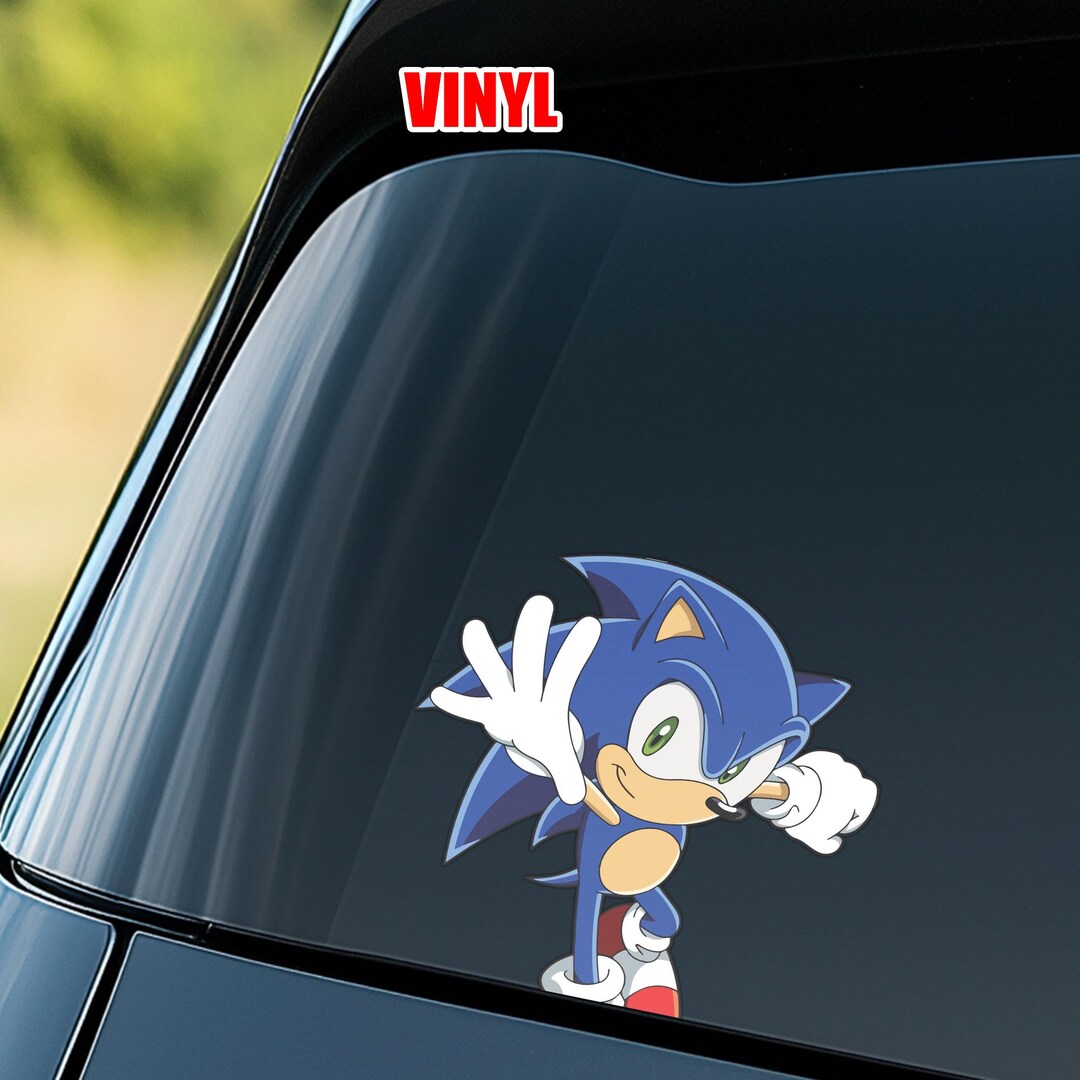 Sonic Peeker Sticker, Blue Hedgehog Peeking Car Window Vinyl Decal,game ...
