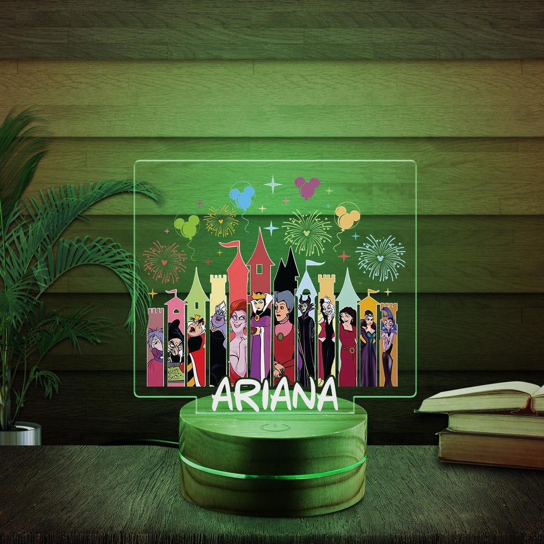 Personalized Disney Villains Night Light, Custom Name Kids Lamp Room ...