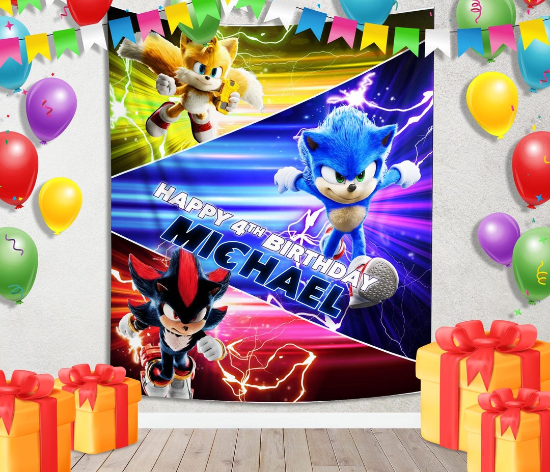 Sonic Birthday Party Backdrop/sonic Hedgehog Birthday Banner/custom ...