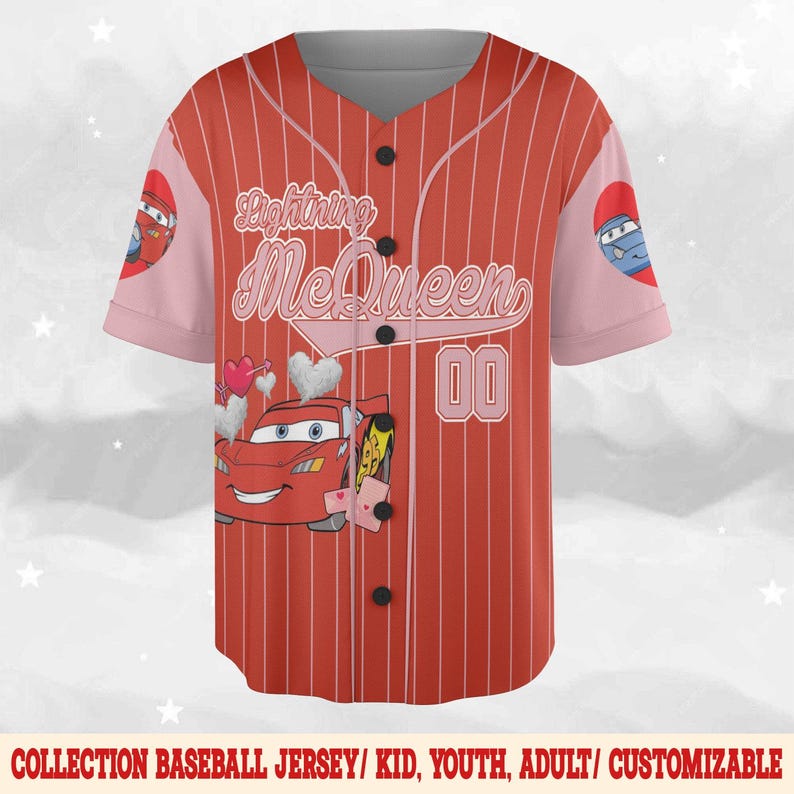 Custom Disney Cars Lightning Mcqueen Baseball Jersey, Couple Disney ...