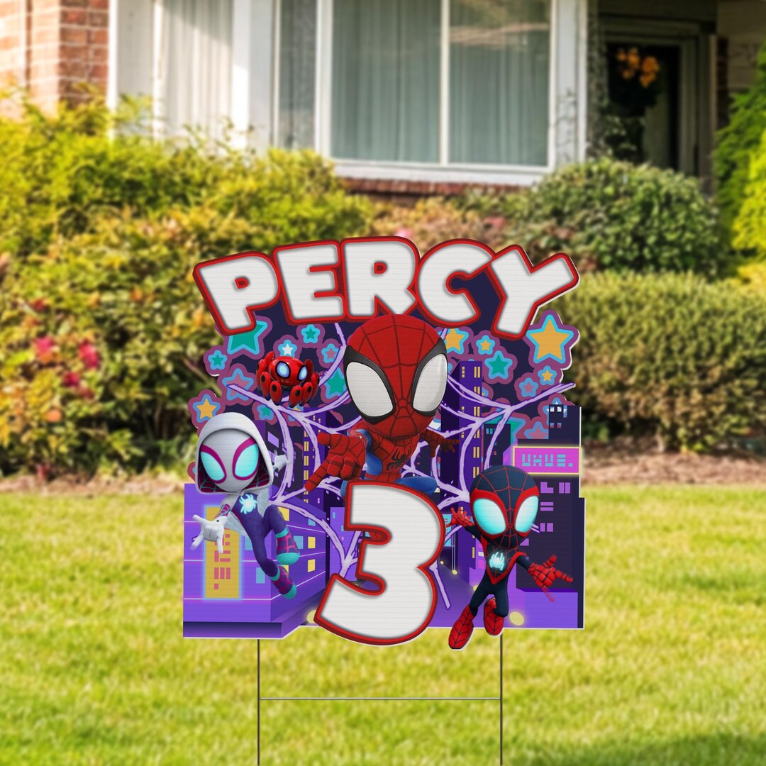 Personalized Spidey & Friends Yard Sign Cutouts, Spidey Birthday Party ...