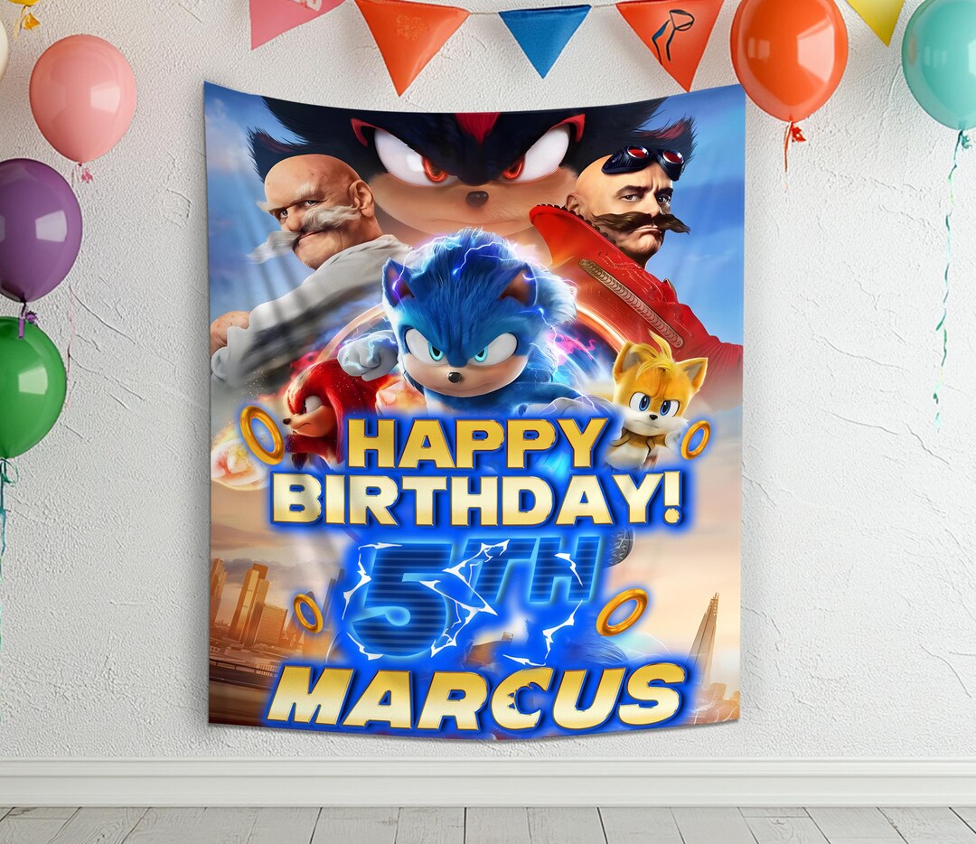 Sonic Birthday, Sonic Birthday Banner, Custom Sonic Backdrop, Kids ...