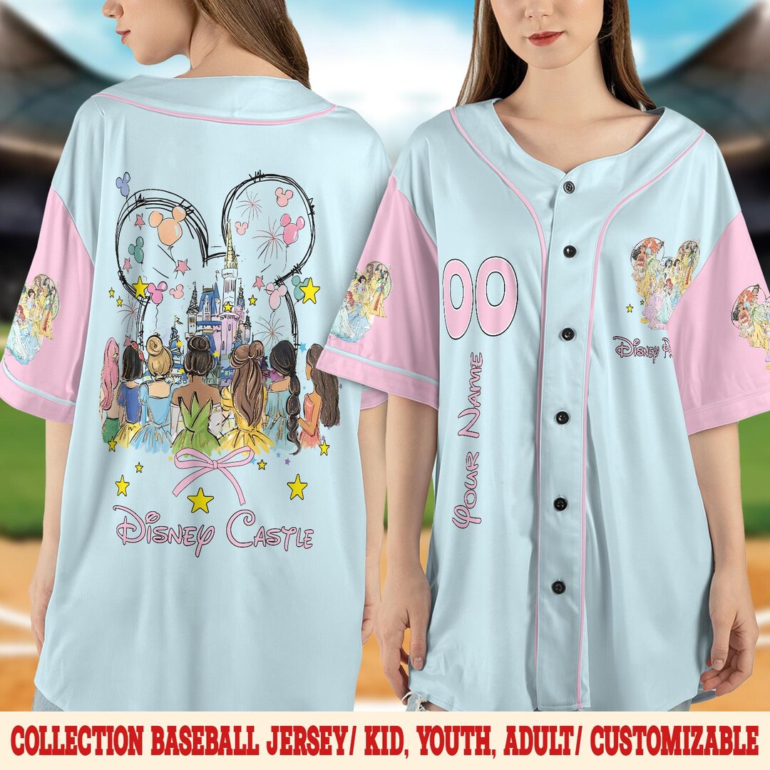 Personalized Disney Princess Baseball Jersey, Custom Name Baseball ...
