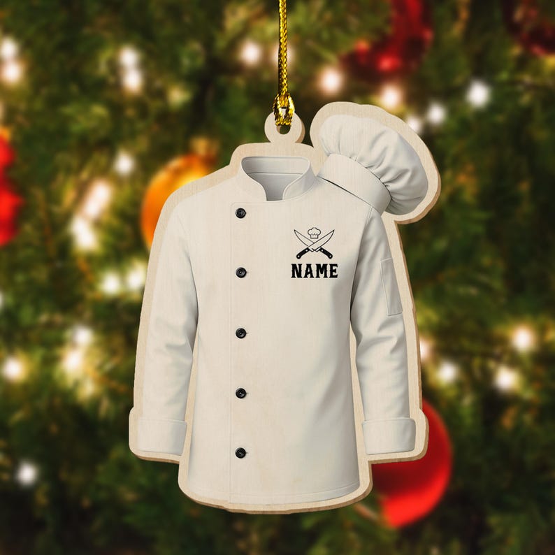 Personalized Name Chef Uniform Christmas Ornament, 2D Acrylic Custom ...