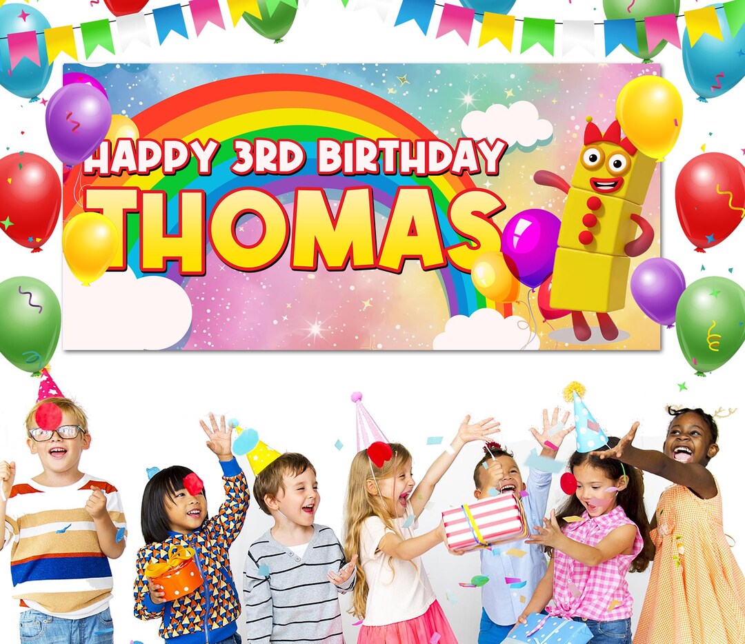 Personalized Numberblocks Birthday Banner, Birthday Theme Party ...