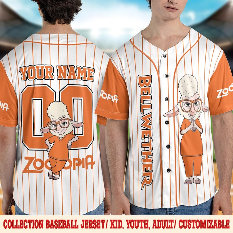Disney Zootopia 2 Movie 2025 Baseball Jersey, Bell Wether Birthday ...