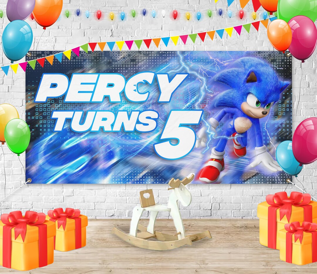 Sonic Birthday Party Backdrop Sonic Birthday Banner Custom Sonic ...