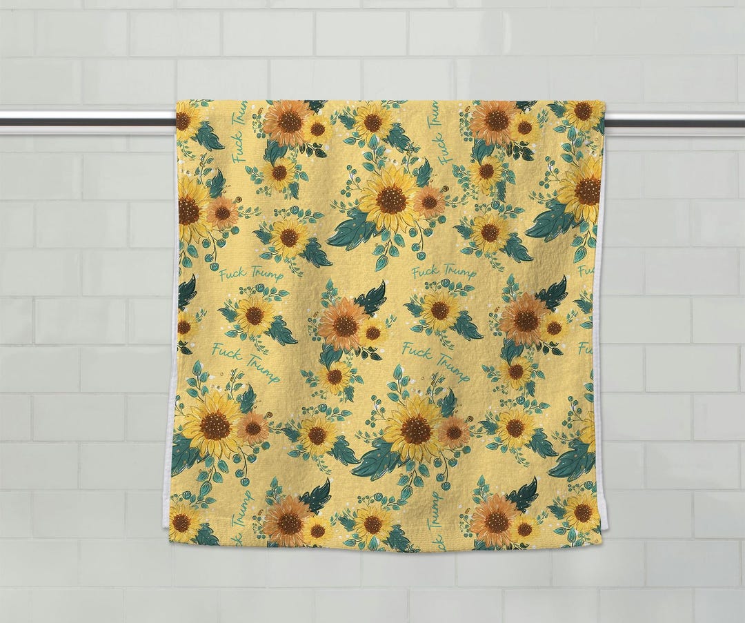 Subtle Fck Trump Hand Towel, Funny Political Home Decor, Sunflower ...