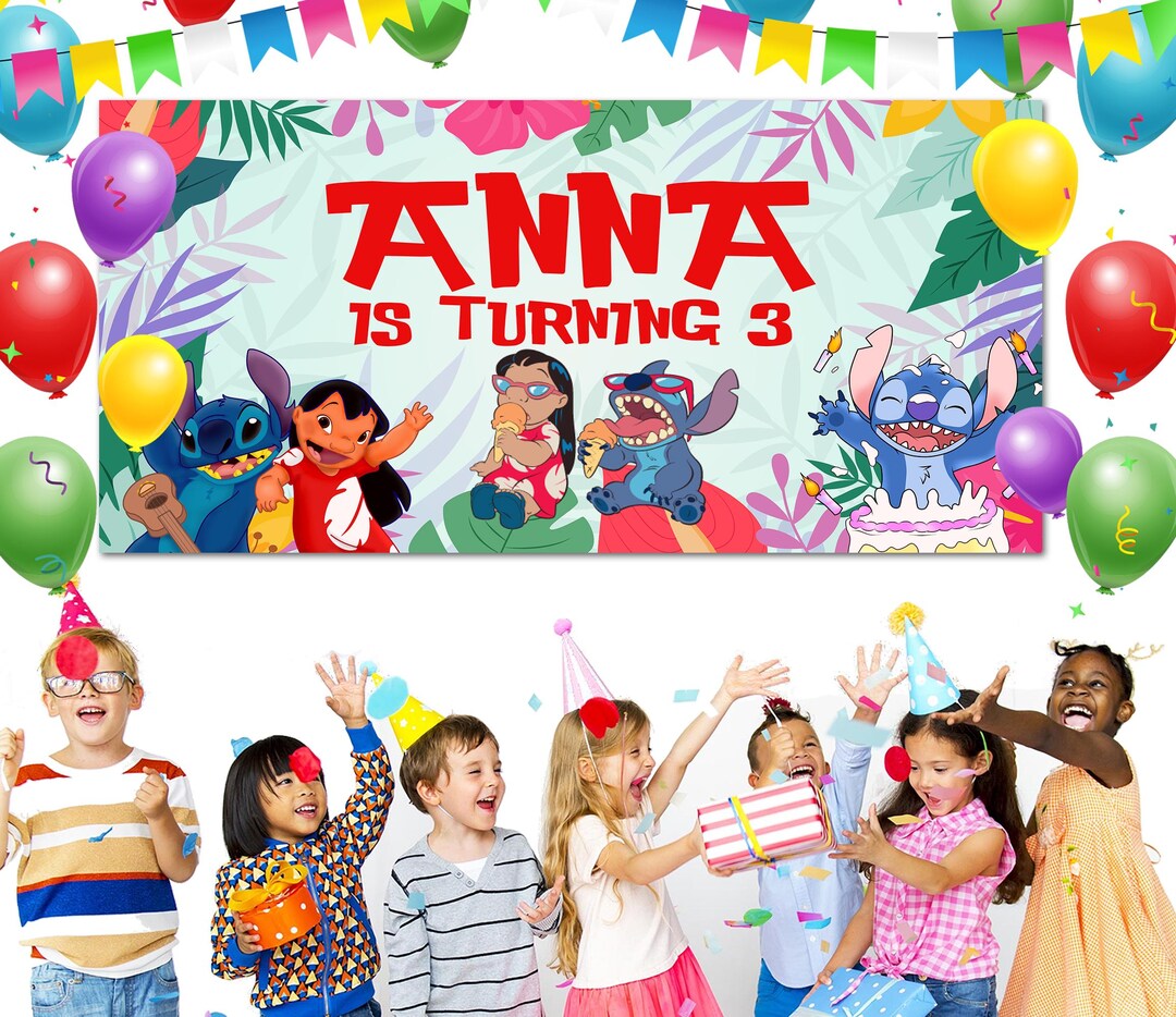 Stitch Banner, Birthday Banner, Stitch Party Birthday, Stitch Birthday ...
