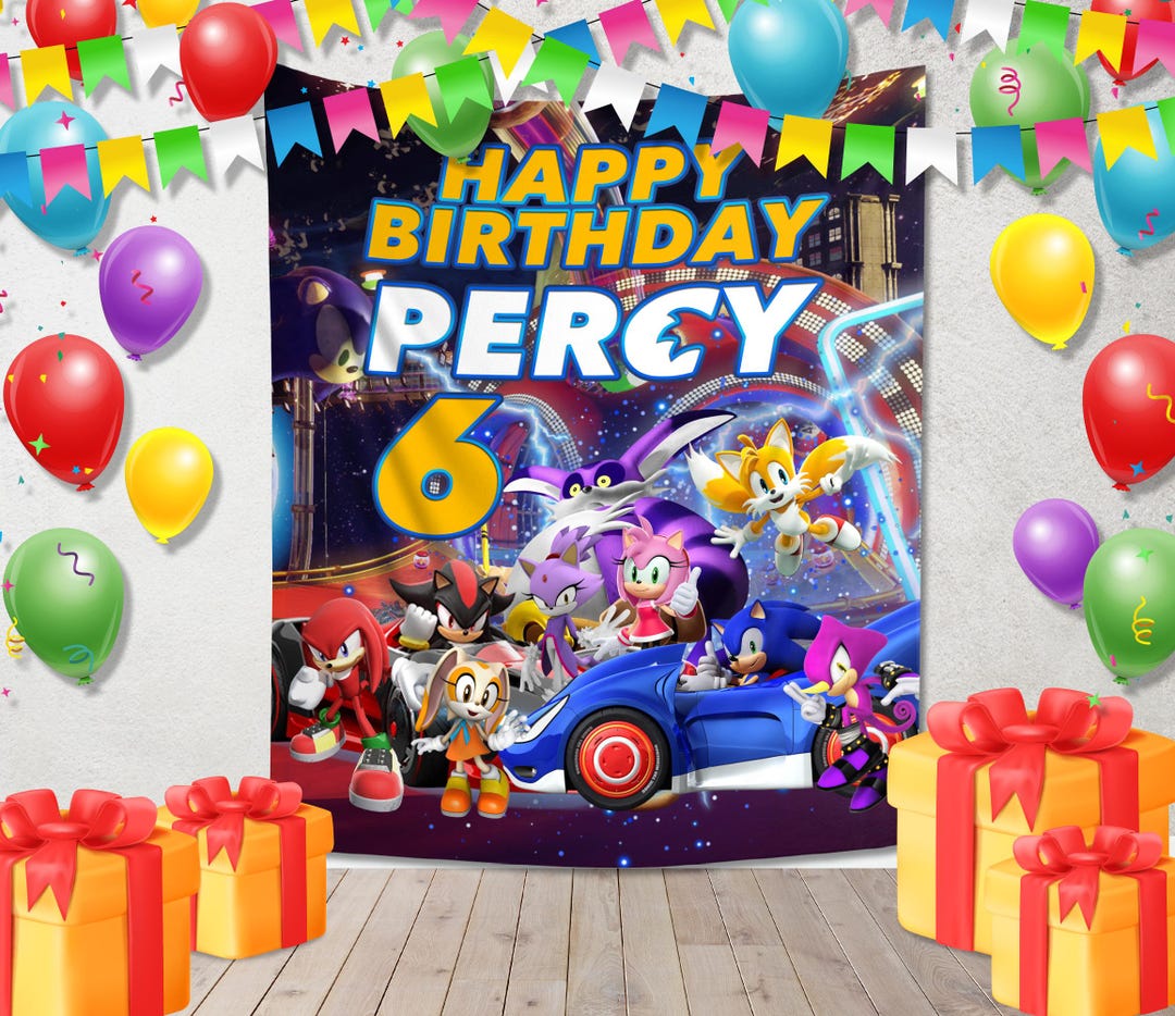 Sonic Birthday Party Backdrop/sonic Hedgehog 3 Birthday Banner/custom ...