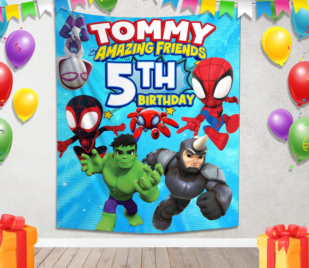 Spidey and His Amazing Friends Backdrop Birthday, Spiderman Banner ...