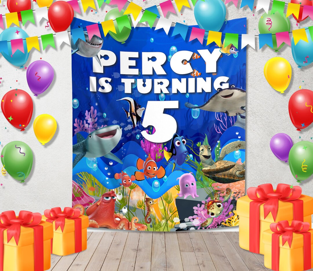 Finding Nemo Birthday Backdrop, Finding Nemo Banner, Finding Nemo Party ...