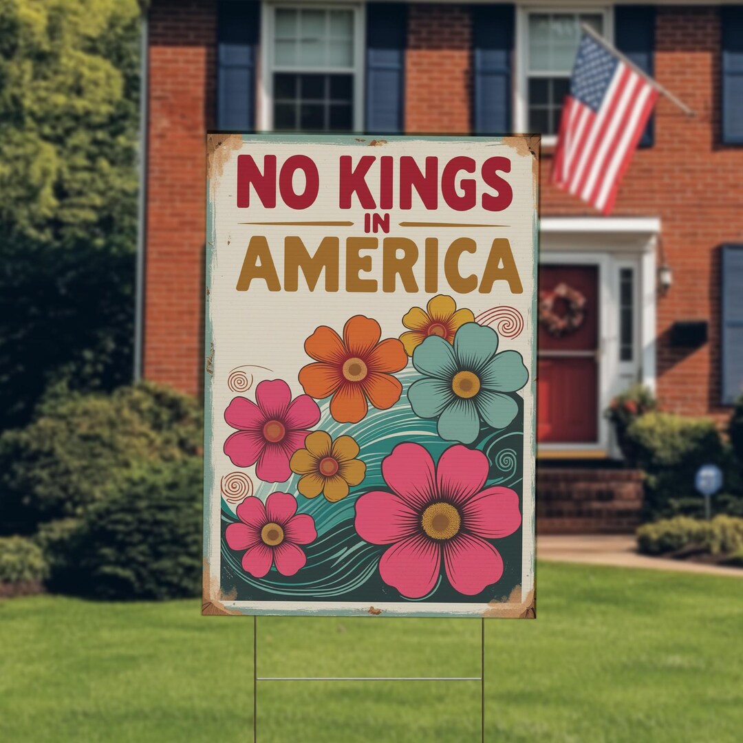 No Kings in America Yard Sign, Anti-trump, Protest Yard Sign, Democracy ...