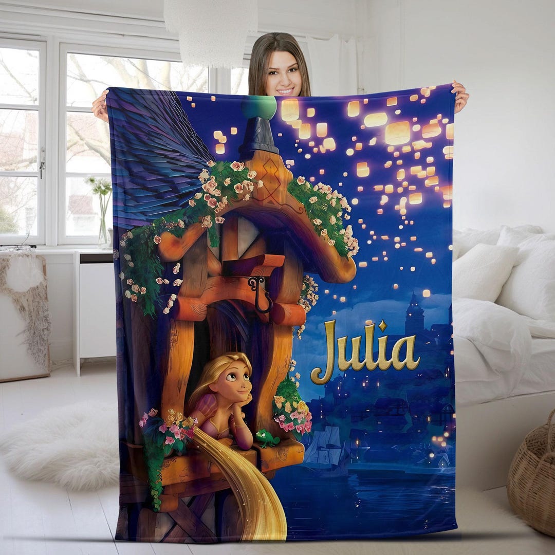 Disney Rapunzel Tangled Movie Blanket, Custom Name Disney Princess ...