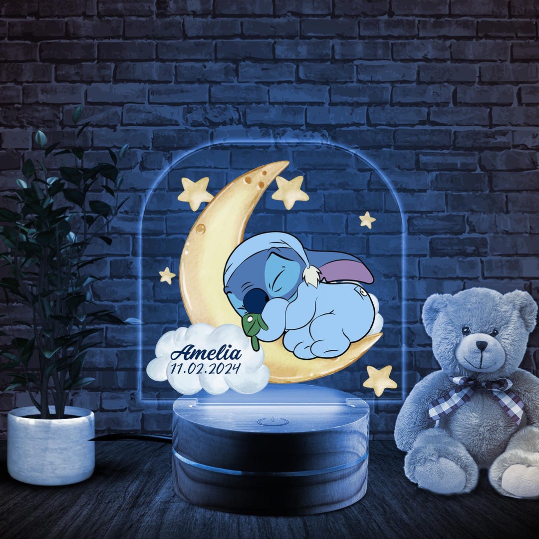Custom Name Disney Stitch Night Light, Disney Stitch Birthday Boy Gift ...