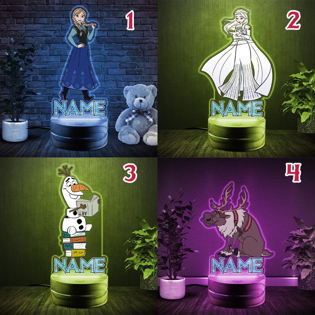 Personalised Elsa Frozen Colourful Night Light/ Colours Change Remote ...