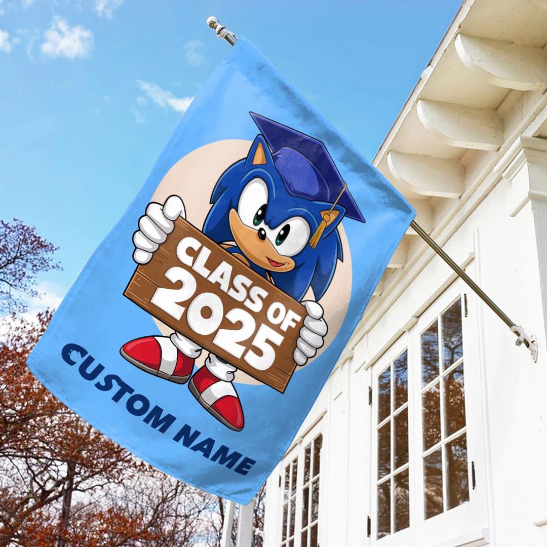 Sonic Graduation Garden Flag Custom Outdoor Graduation Decoration Yard ...