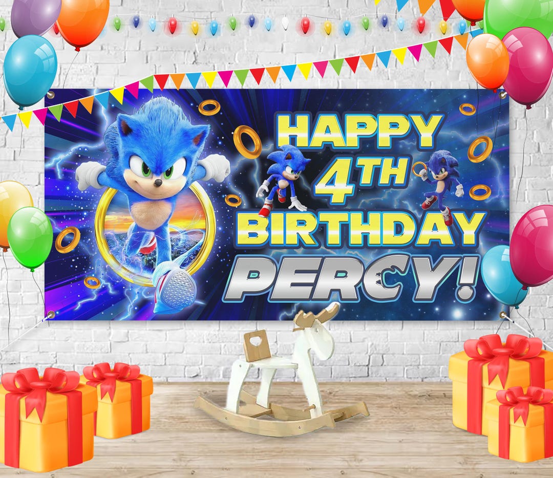 Sonic Birthday Party Backdrop Sonic Birthday Banner Custom Sonic ...