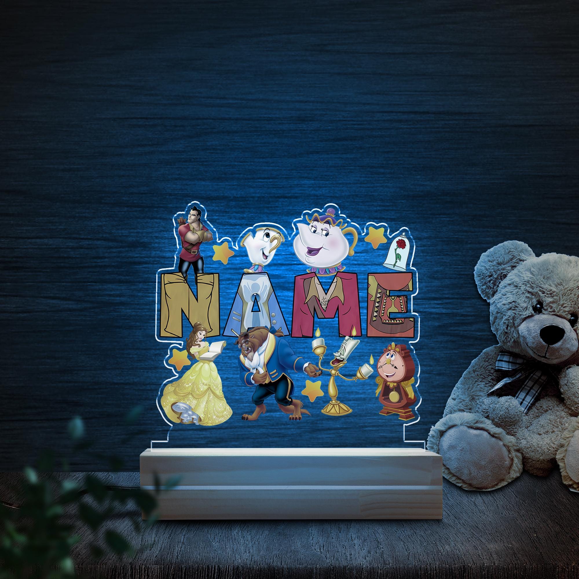 Personalized Name Disney Princesses Belle Night Light, Beauty and the ...