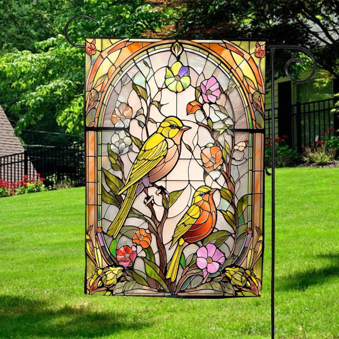 Baltimore Oriole Stain Glass Garden Flag, Baltimore Oriole Gift, Bird ...