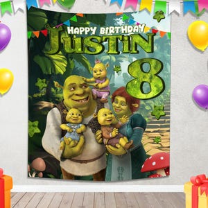 Shrek Birthday Party, Shrek Party Banner, Shrek Birthday Backdrop ...