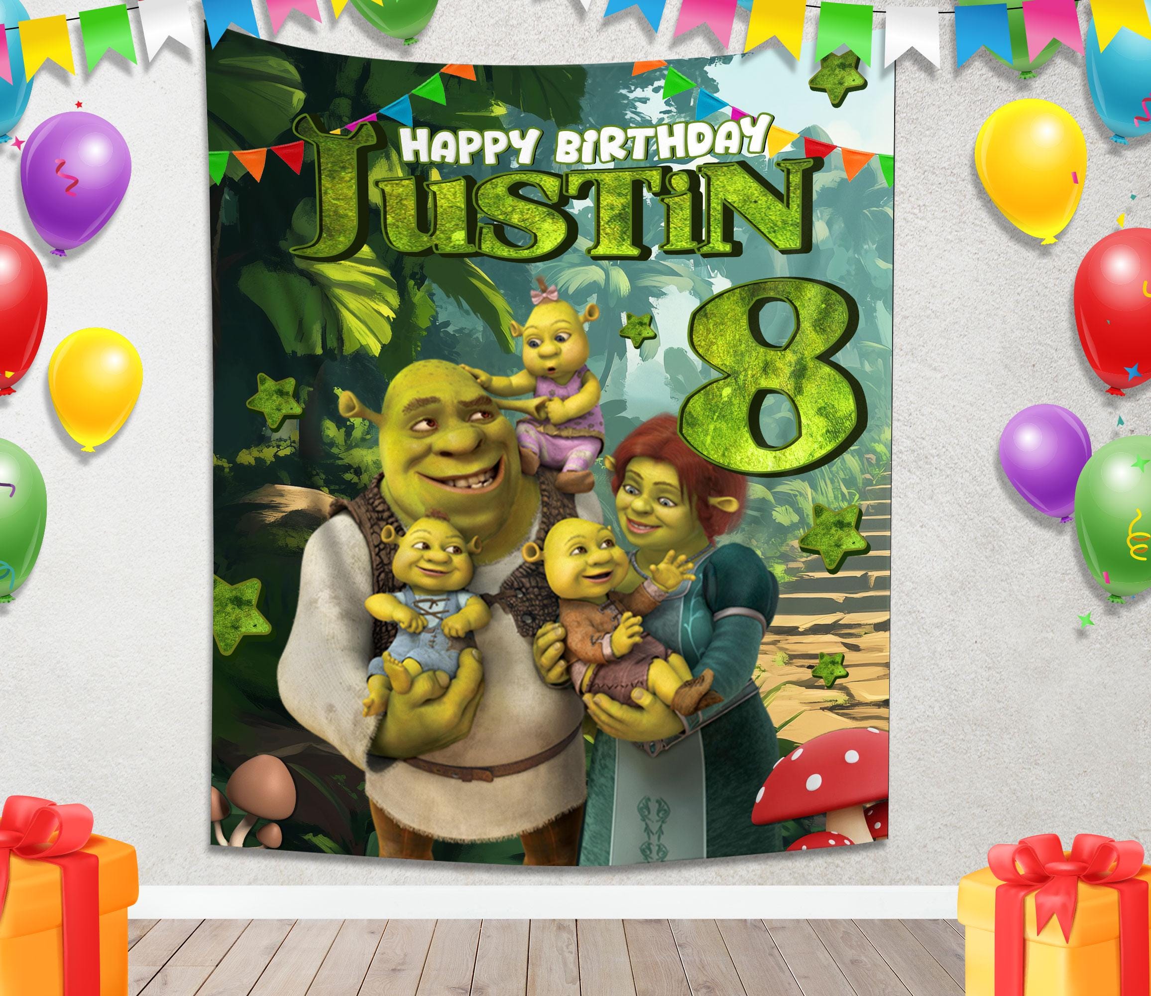 Shrek Birthday Party, Shrek Party Banner, Shrek Birthday Backdrop ...