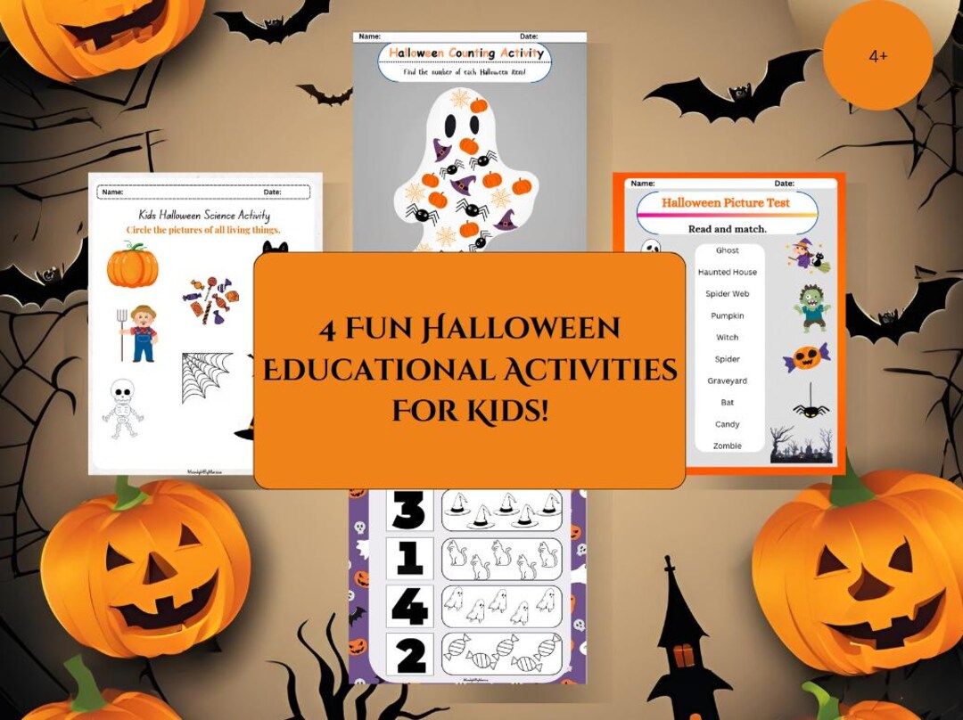 4 Fun and Educational Halloween Printables for Kids 4 Including Math ...