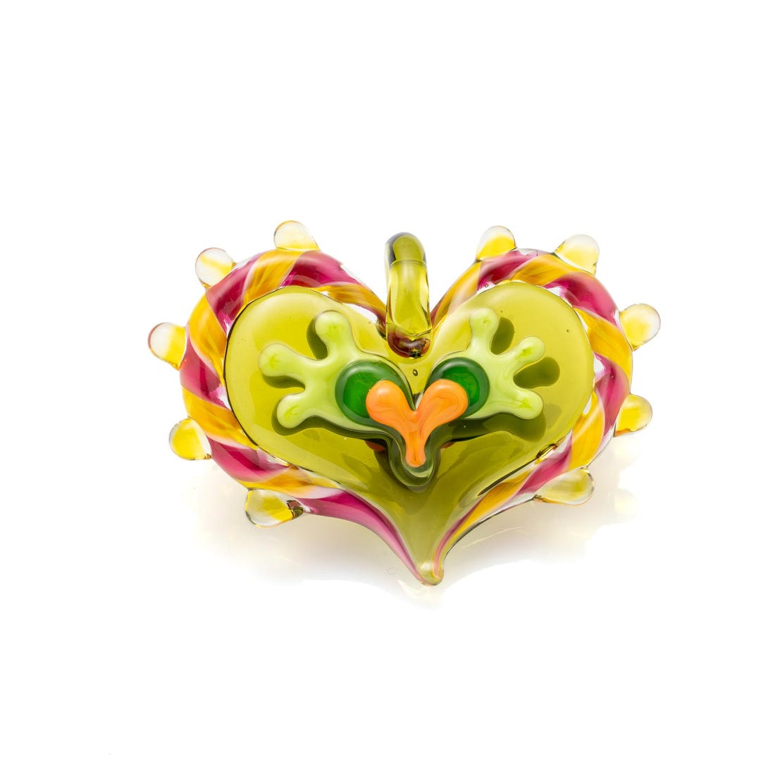 Pink, Yellow and Green Heart Pendant - Etsy